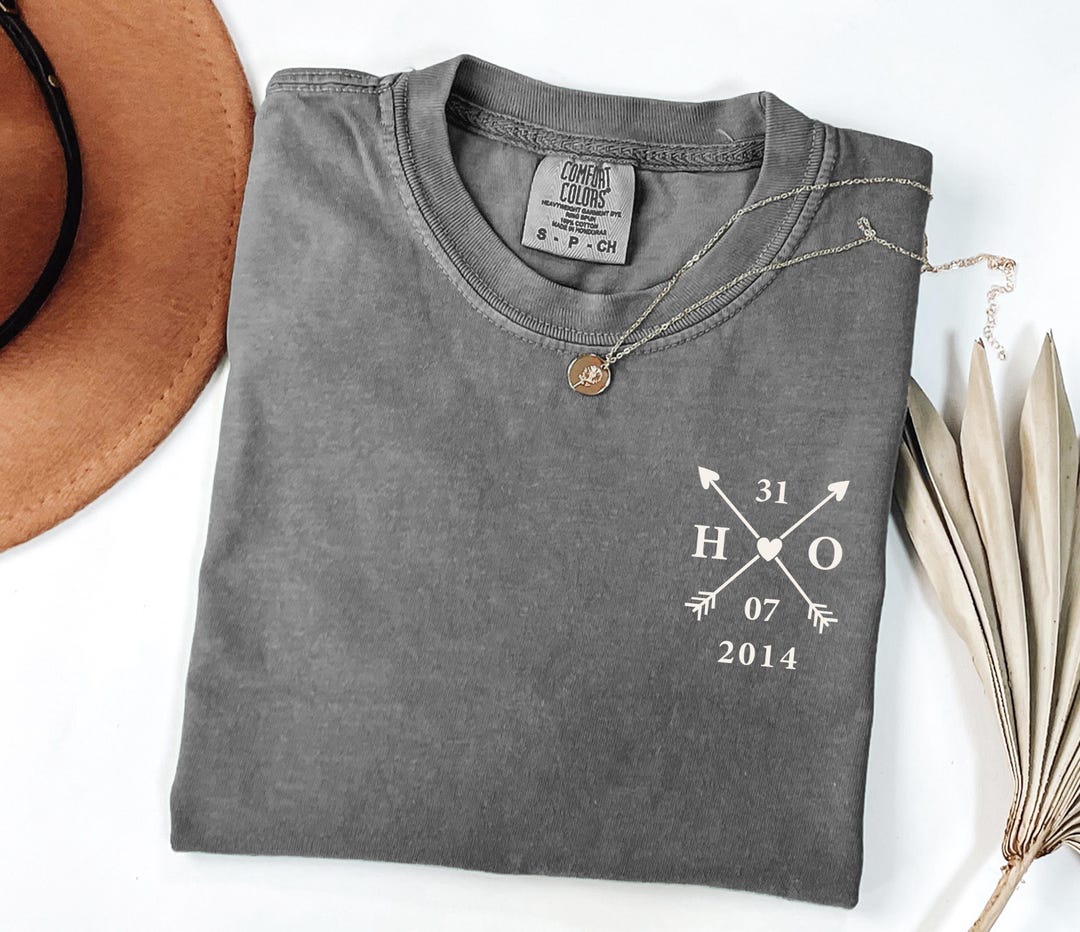 Personalized Couples Monogram Shirt, Custom Initials & Date Chest Print ...