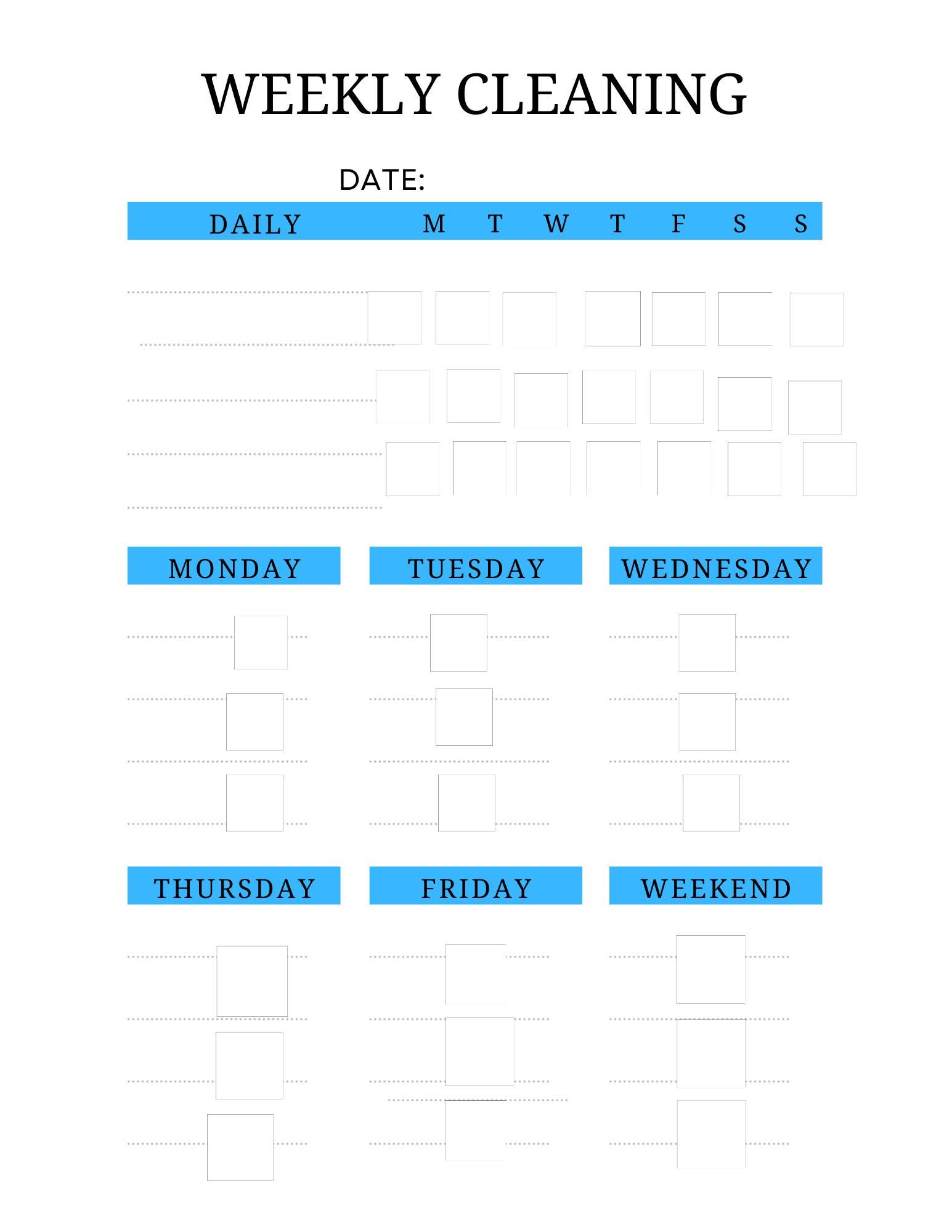 Weekly Cleaning Planner Printable - Etsy
