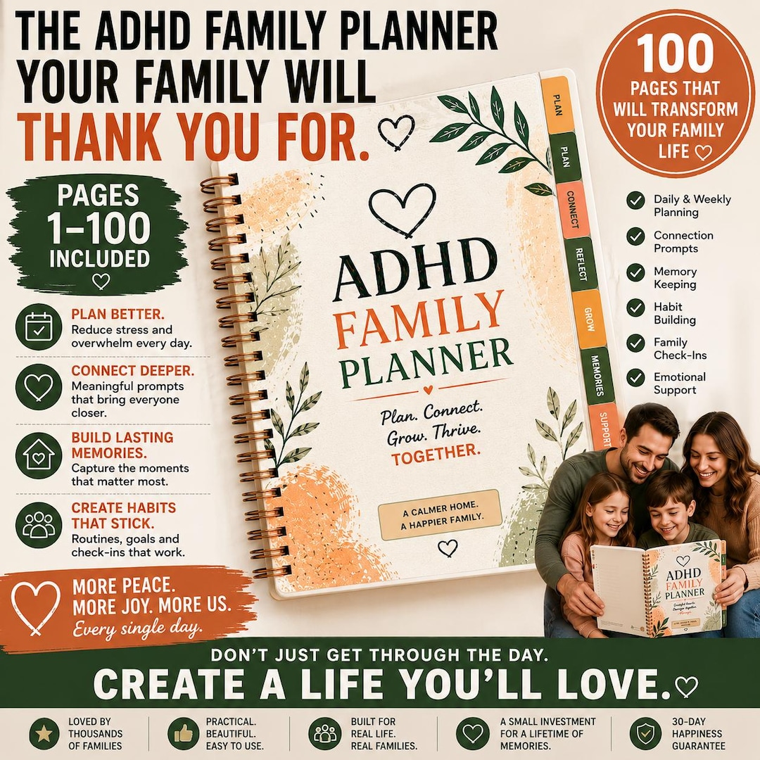 ADHD Family Planner, Digital Weekly Planner for Neurodiverse Households ...