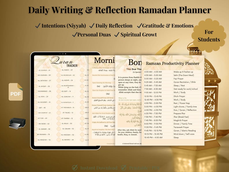 Ramadan Planner for Students 2026 | Study, Salah & Quran Tracker (PDF ...