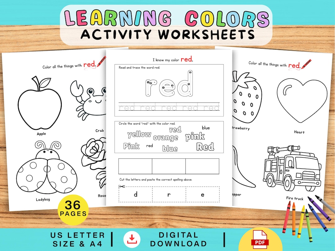 Toddler Colors Worksheets, Tracing and Coloring Pages (digital Download ...