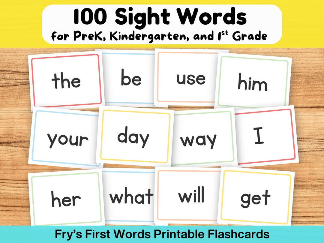 100 Fry Sight Words Flashcards, Prek-1st Grade Reading Practice ...