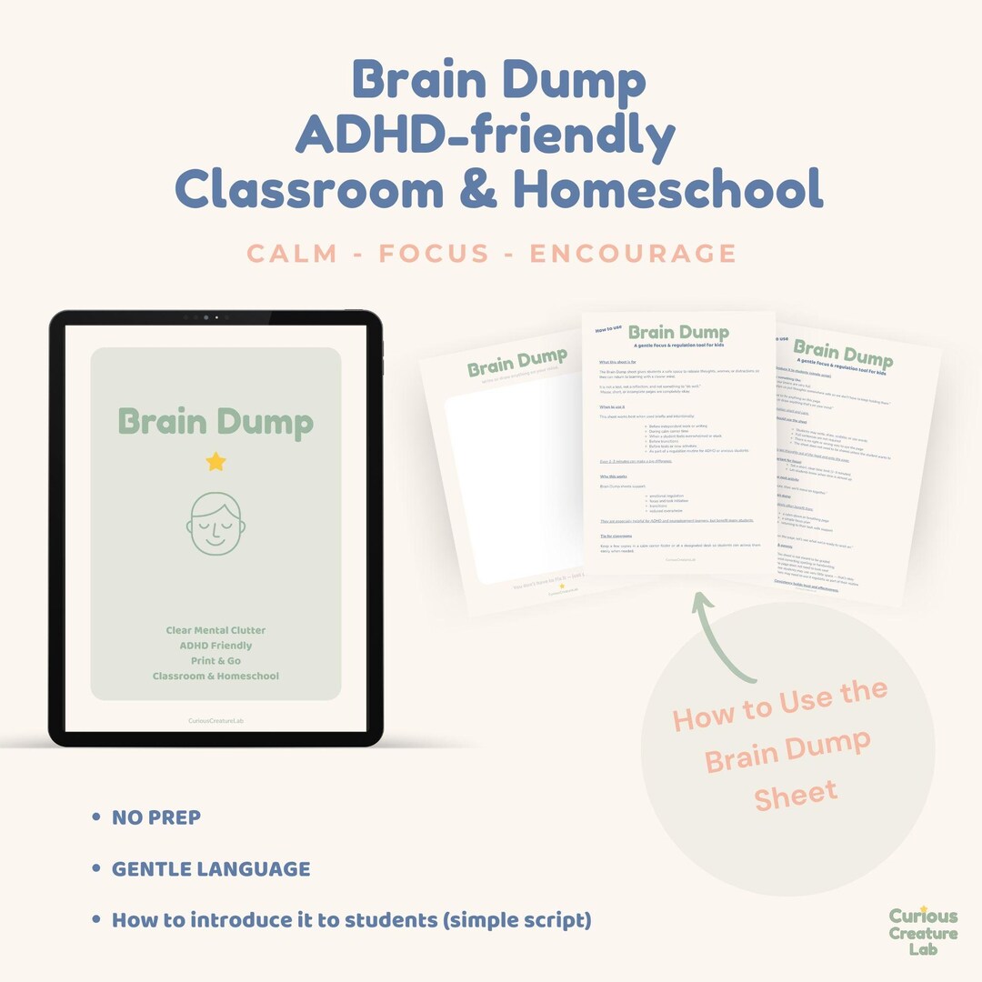 Brain Dump Printable for Kids | Adhd-friendly Focus & Emotional ...
