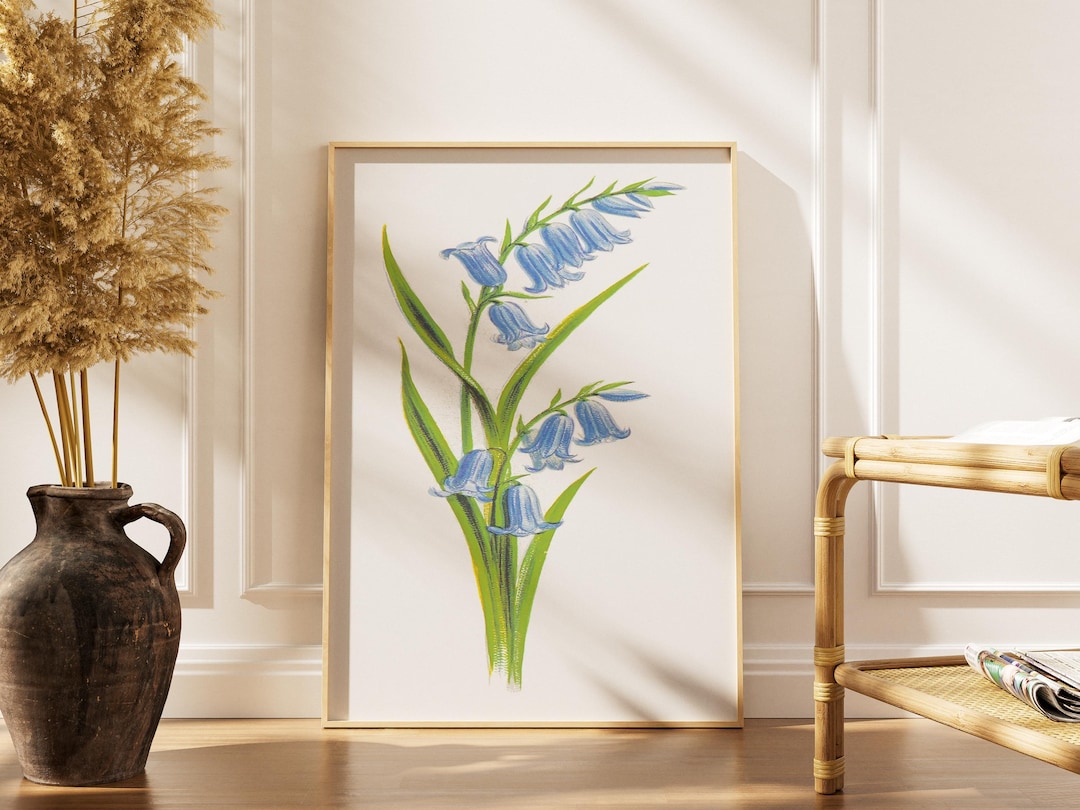 Vintage Bluebell Botanical Print - Restored Wildflower Wall Art ...