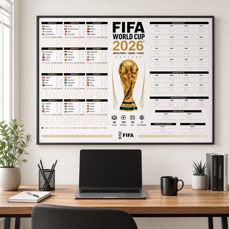 FIFA World Cup 2026 Bracket Poster | Soccer Tournament Schedule ...