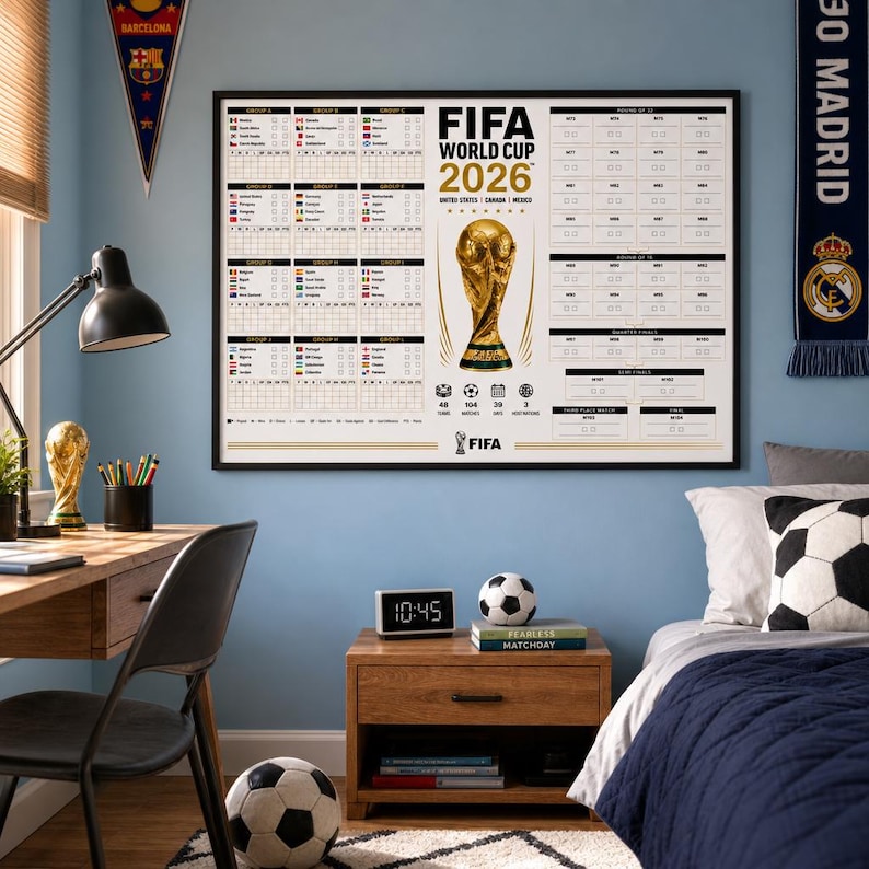 FIFA World Cup 2026 Bracket Poster | Soccer Tournament Schedule ...