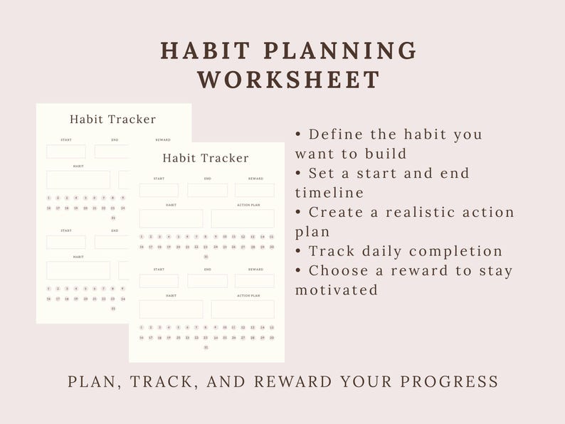 Minimal Habit Tracker Printable Bundle Monthly Habit Planner Daily ...