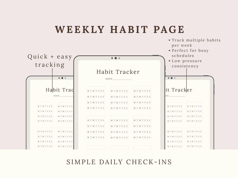 Minimal Habit Tracker Printable Bundle Monthly Habit Planner Daily ...