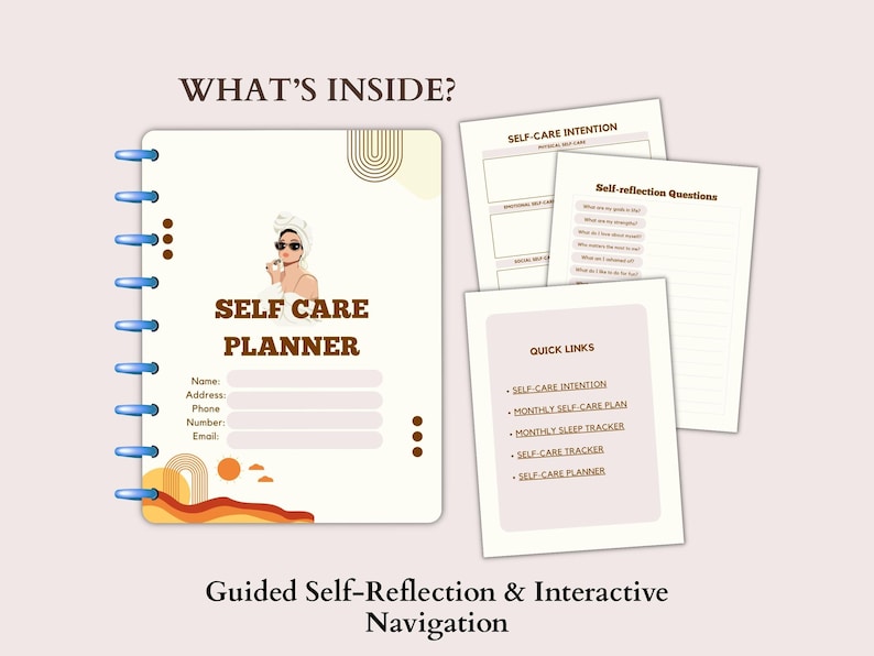 Digital Self Care Planner Canva Template Monthly Wellness Journal Daily ...