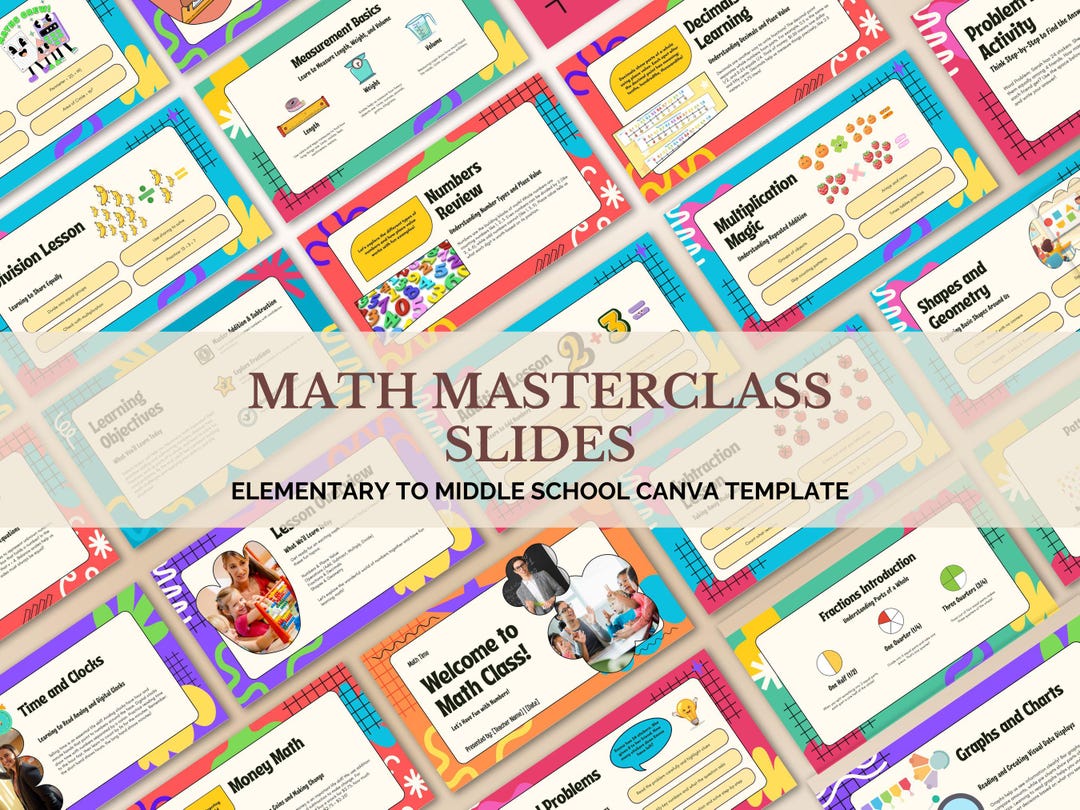 Colorful Math Masterclass Slides Canva Presentation Template Elementary ...