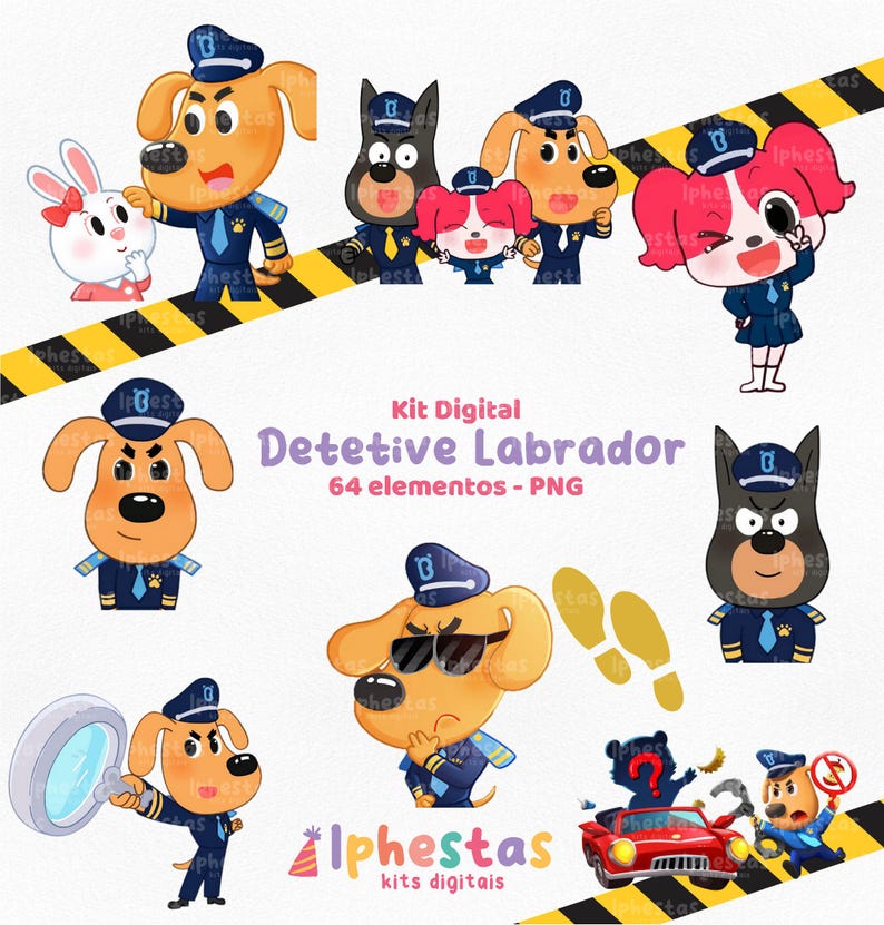 Labrador Detective Digital Kit, Clipart Safety Sheriff Labrador, PNG - Etsy