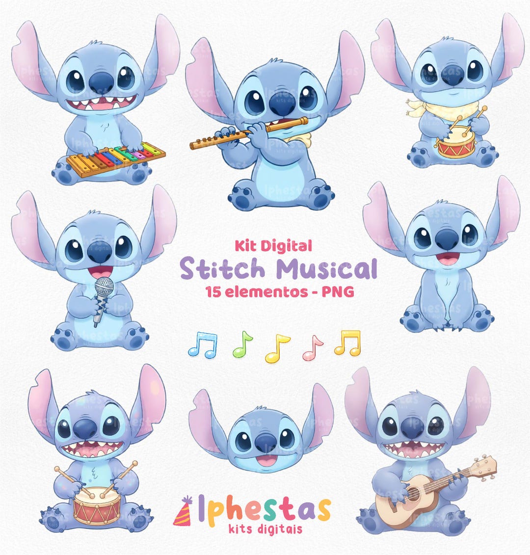 Musical Stitch Digital Kit, Musical Stitch Clipart - Etsy
