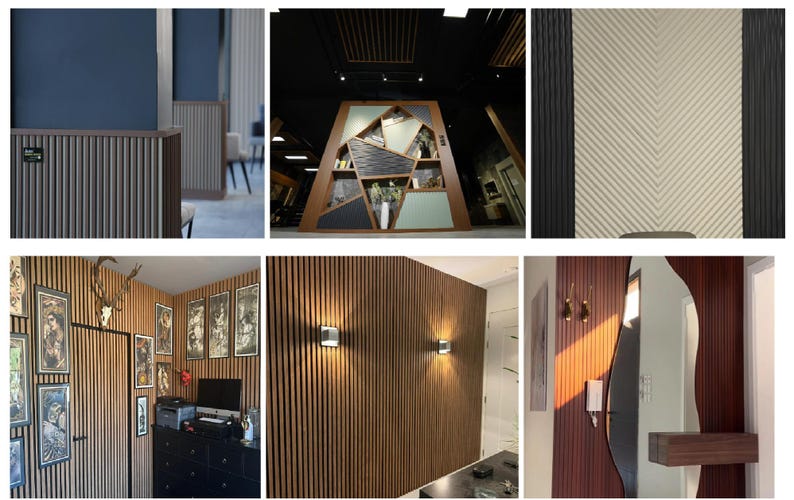 Somon Style Wood Slat Acoustic Wall Panel, Modern Linear Decor, Sound ...