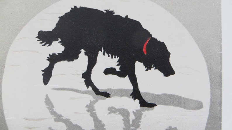 Woodblock Print: Shadow Dog - Etsy