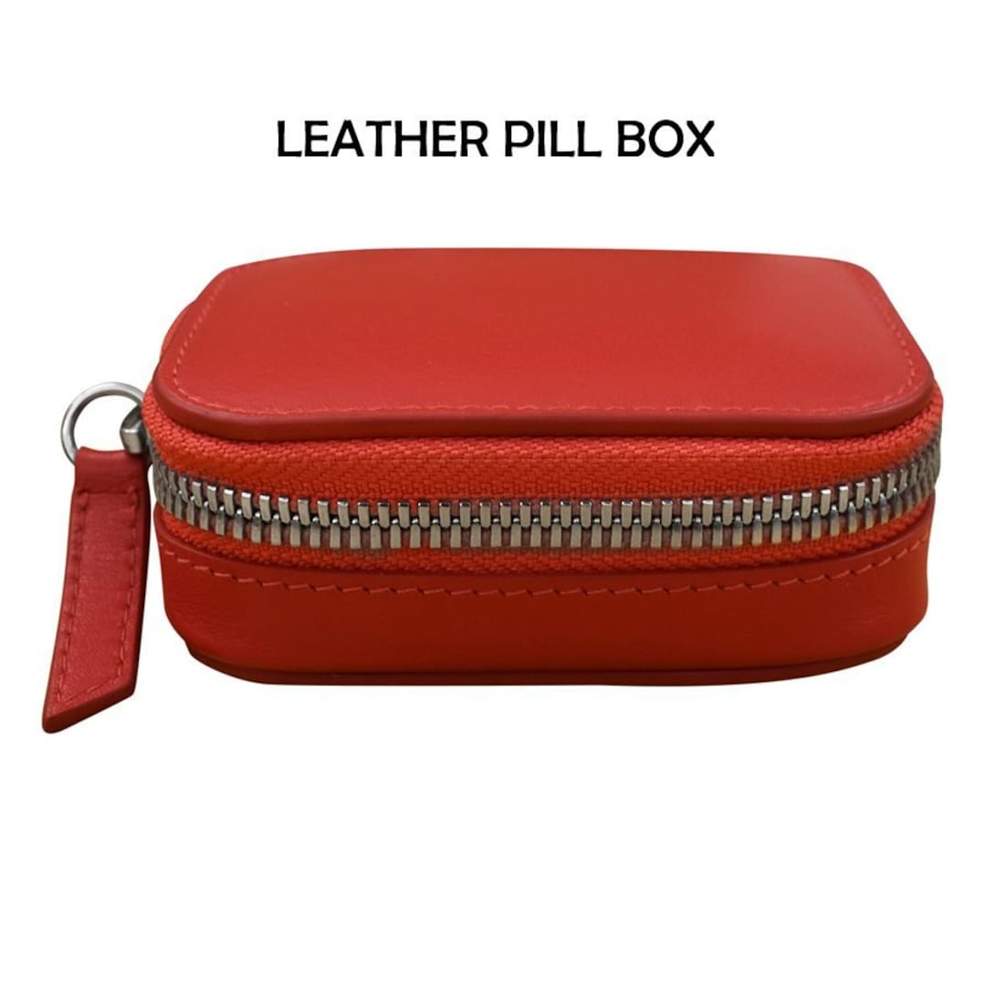 Personalized Leather Pill Box: Monogram Travel Organizer, Personalized Gift for Special ...