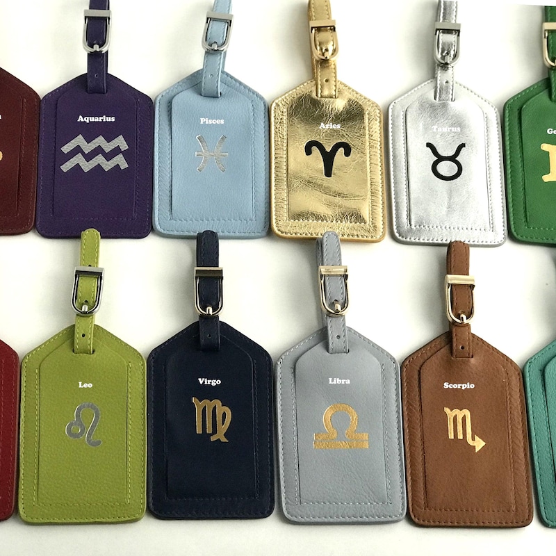 Black Leather Zodiac Tag - Etsy