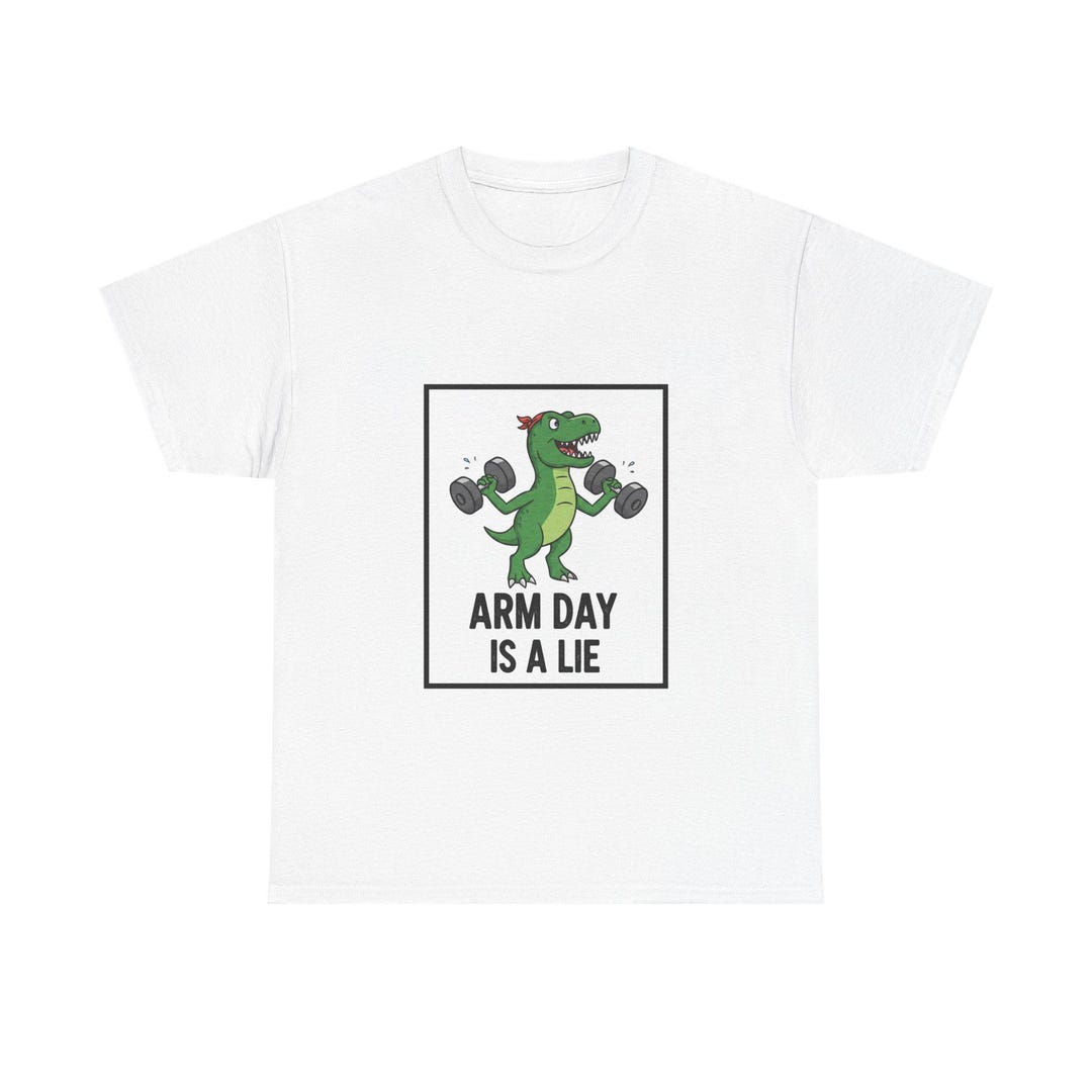 T-rex Lifting Dumbbells Arm Day is a Lie T-shirt | Funny Dinosaur ...