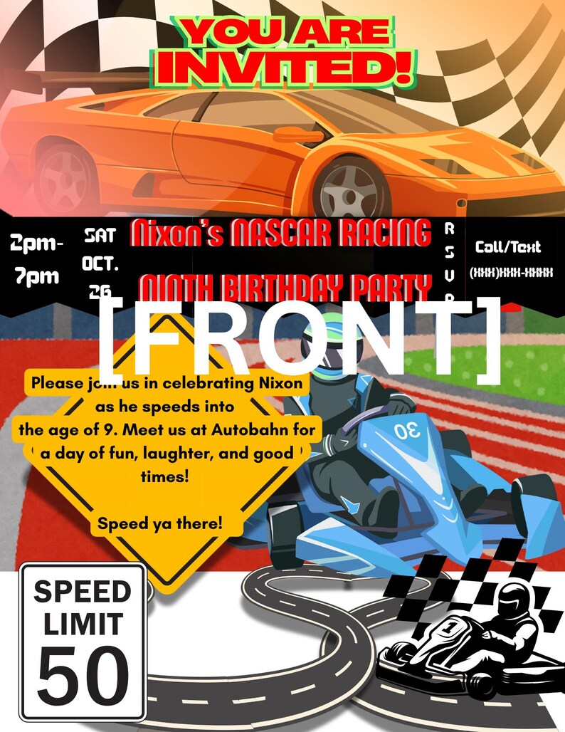 DIGITAL*** NASCAR Birthday Invitation - Etsy