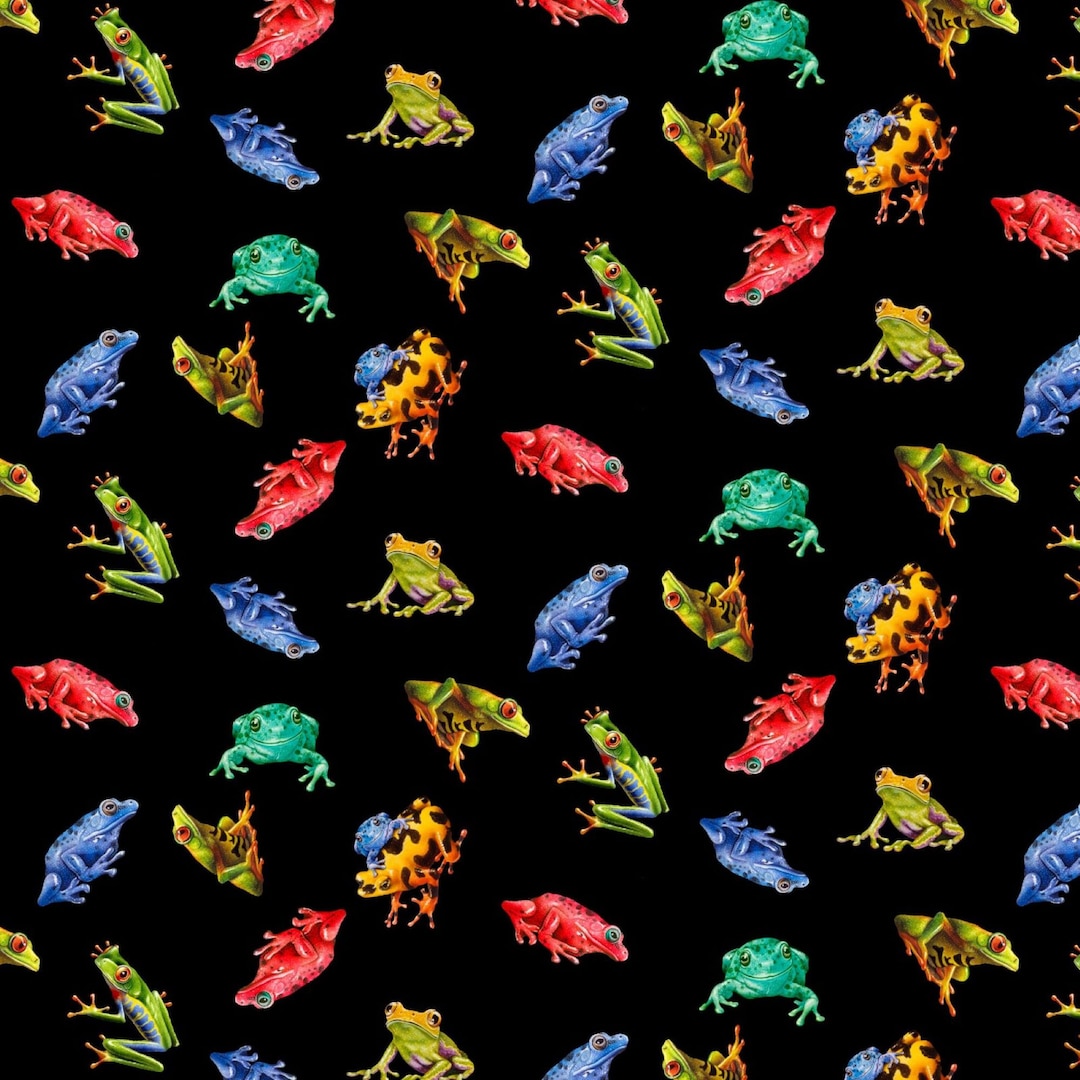 Tossed Multi Colored Frogs, Jewels of the Jungle, Black Small Frog ...