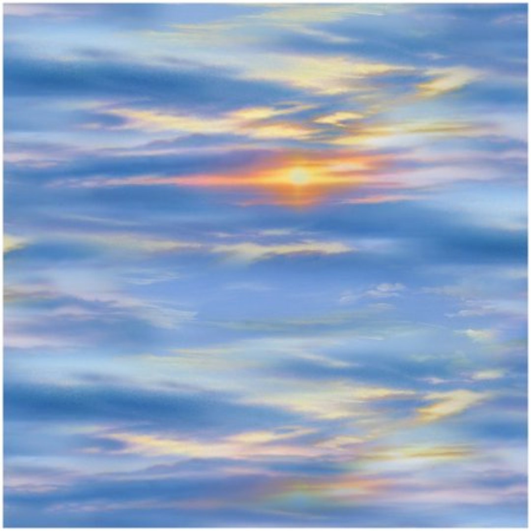 Blue Sunrise Landscape Medley Fabric, Sunrise Blue 554 Blue From ...