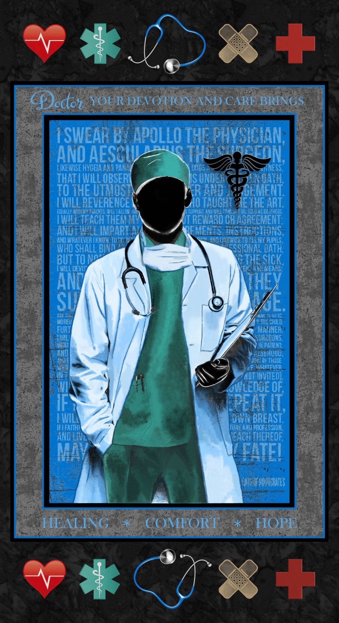 Male Doctor Panel Emergency Workers Essential Workers 23in X 44in Panel ...
