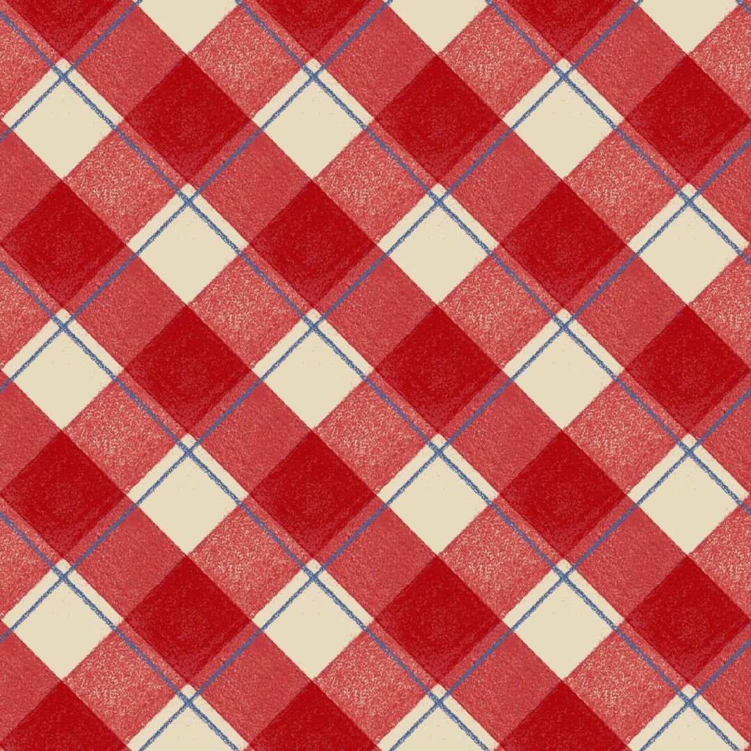 Diagonal Plaid Red Cream the Chicken Club by Kathleen Hill for Studioe ...