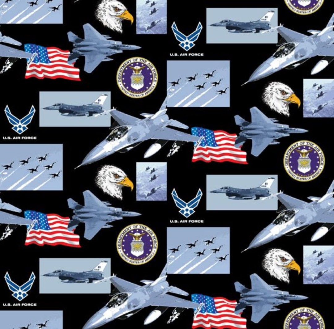 US Air Force Military Patch Block Print Fat Quarter, Sykel Enterprises ...