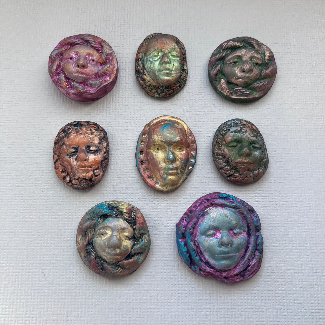 Clay Faces in Different Sizes Metallic Multi-colored Polymer Clay ...