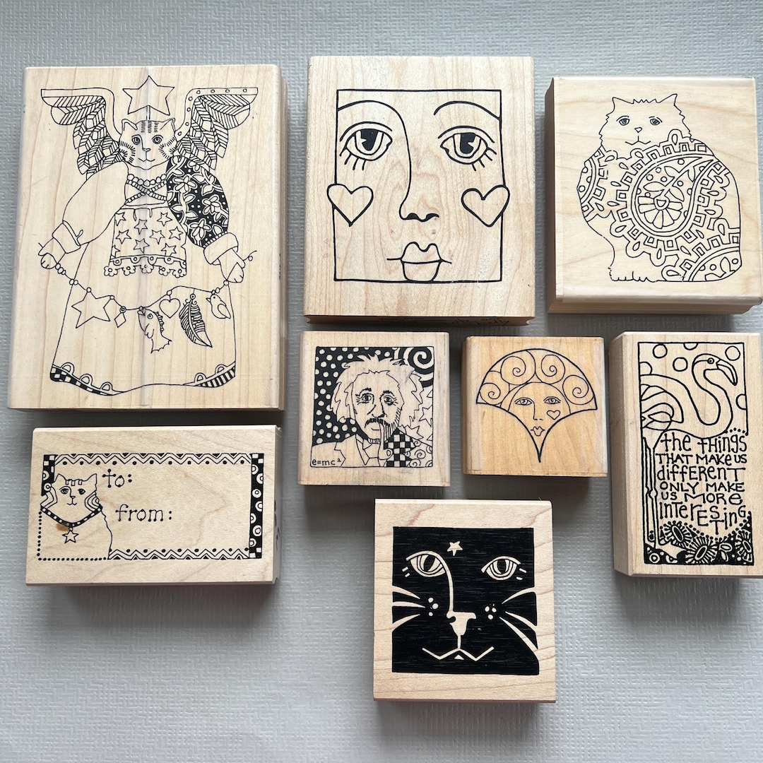 Vintage Paula Best Rubber Stamp Cats, Ladies, Flamingo and Einstein ...