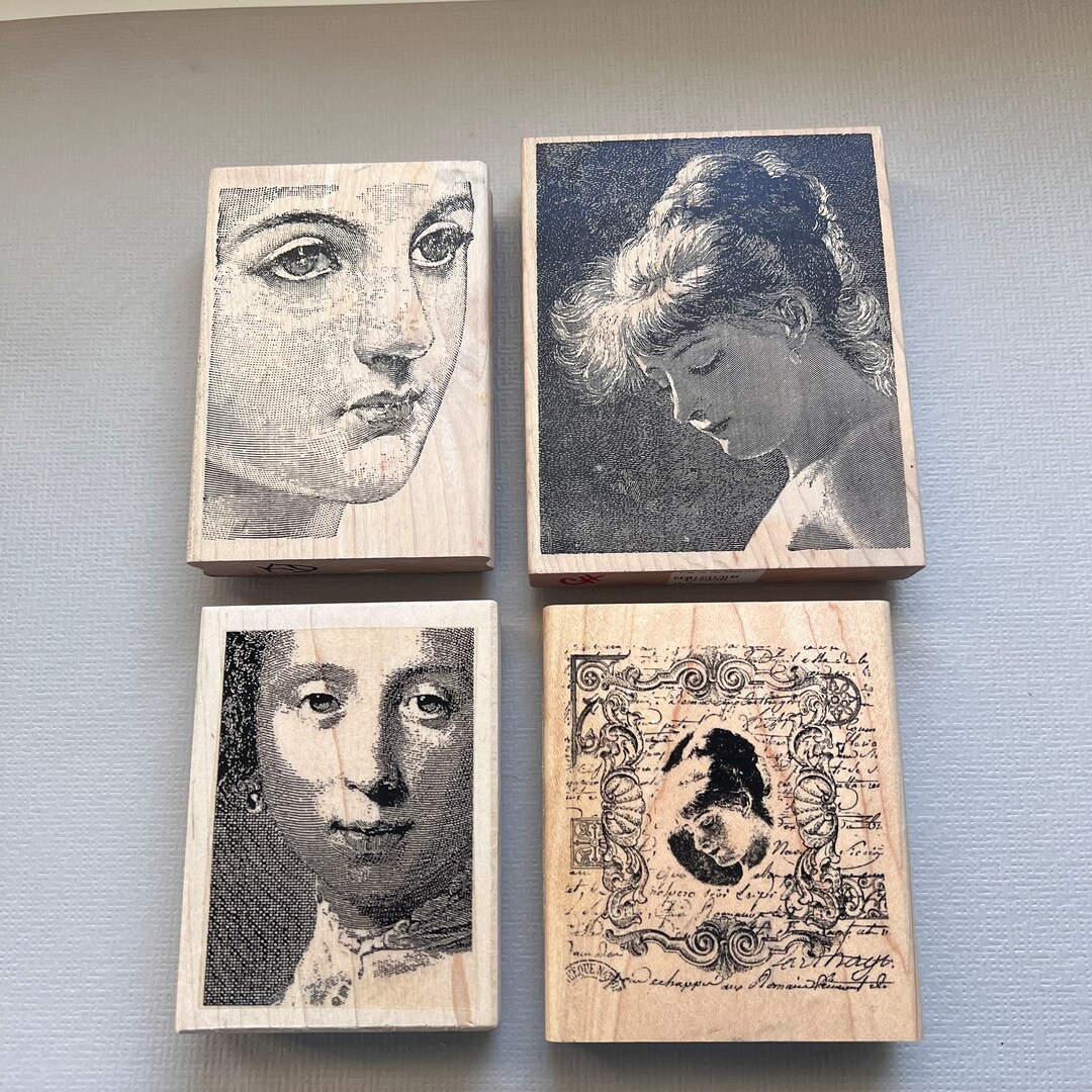 Rubber Stamp Vintage Rare Victorian Beautiful Face Wood Mounted ...