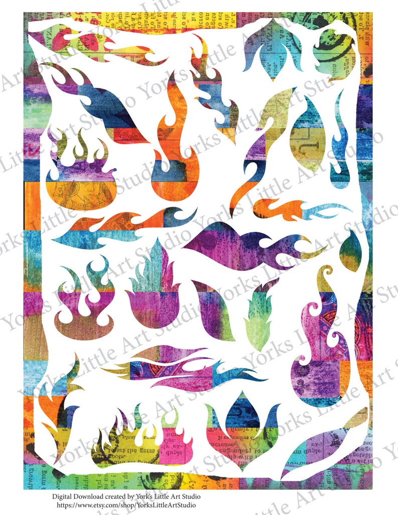 Collage Sheet Circle and Flame Digital Download Mixed Media Journal ...