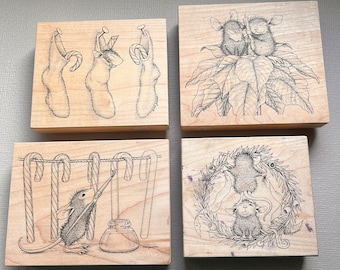Vintage Retired House Mouse Christmas Rubber Stamps From Stampabilities ...