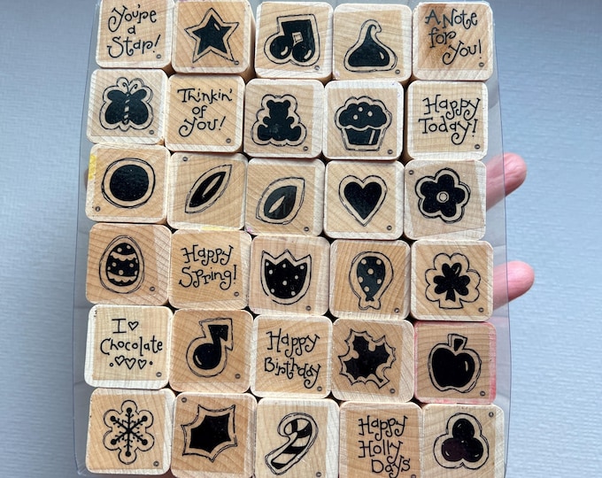 Rubber Stamp by Judith Peg Stamps Set of 7 Wood Mounted Rubber Stamp - Etsy