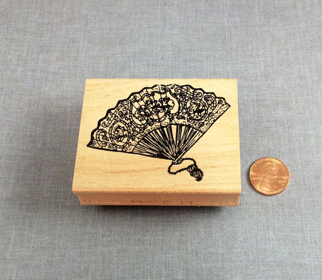 Victorian Fan Rubber Stamp - Etsy