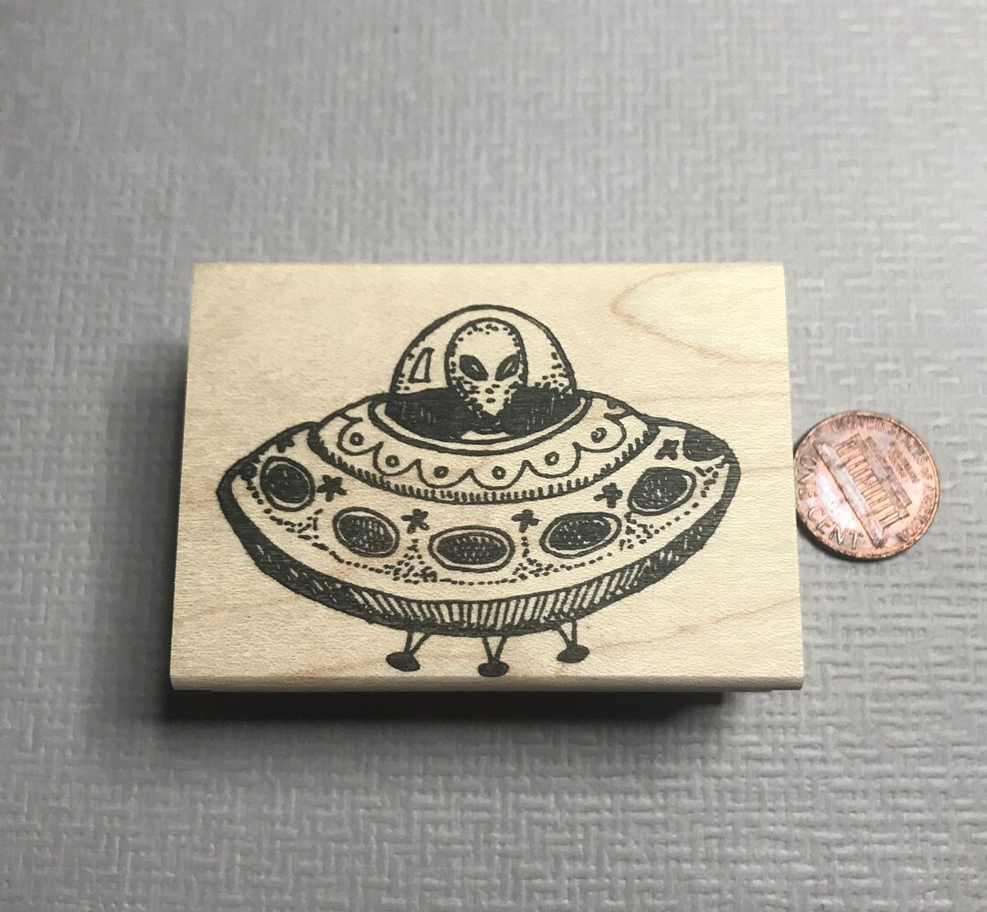 Alien Spaceship Rubber Stamp - Etsy