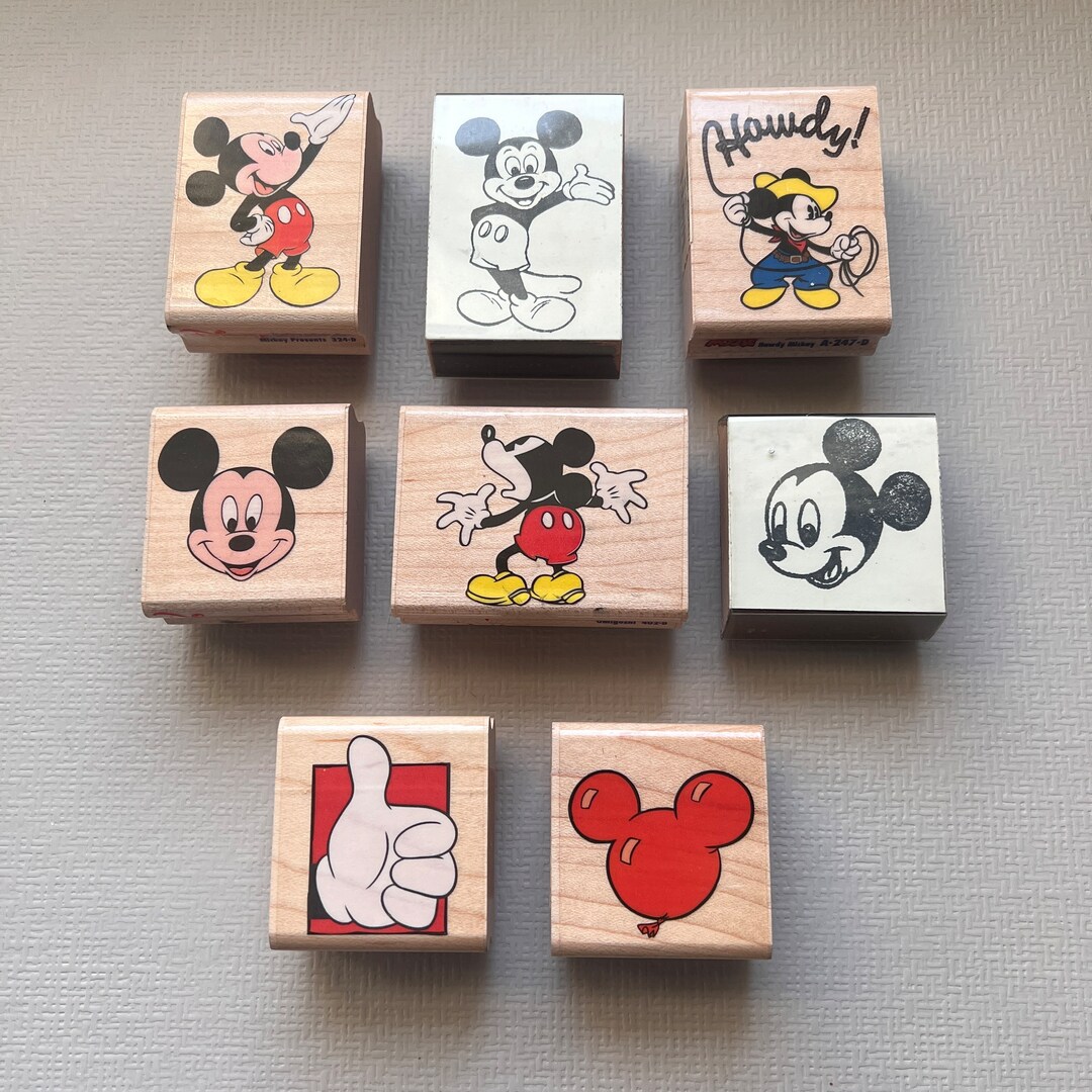 Vintage Rubber Stamp Mickey Mouse Wood Mounted Stamps Craft Supply - Etsy