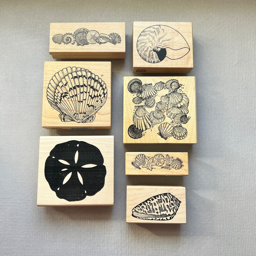 Vintage Rubber Stamp Pick Your Seashell Wood Mounted Stamps - Etsy
