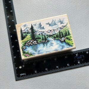 Vintage Rubber Stamp Nature Scenes Landscape Forest, Cabin, Deer ...