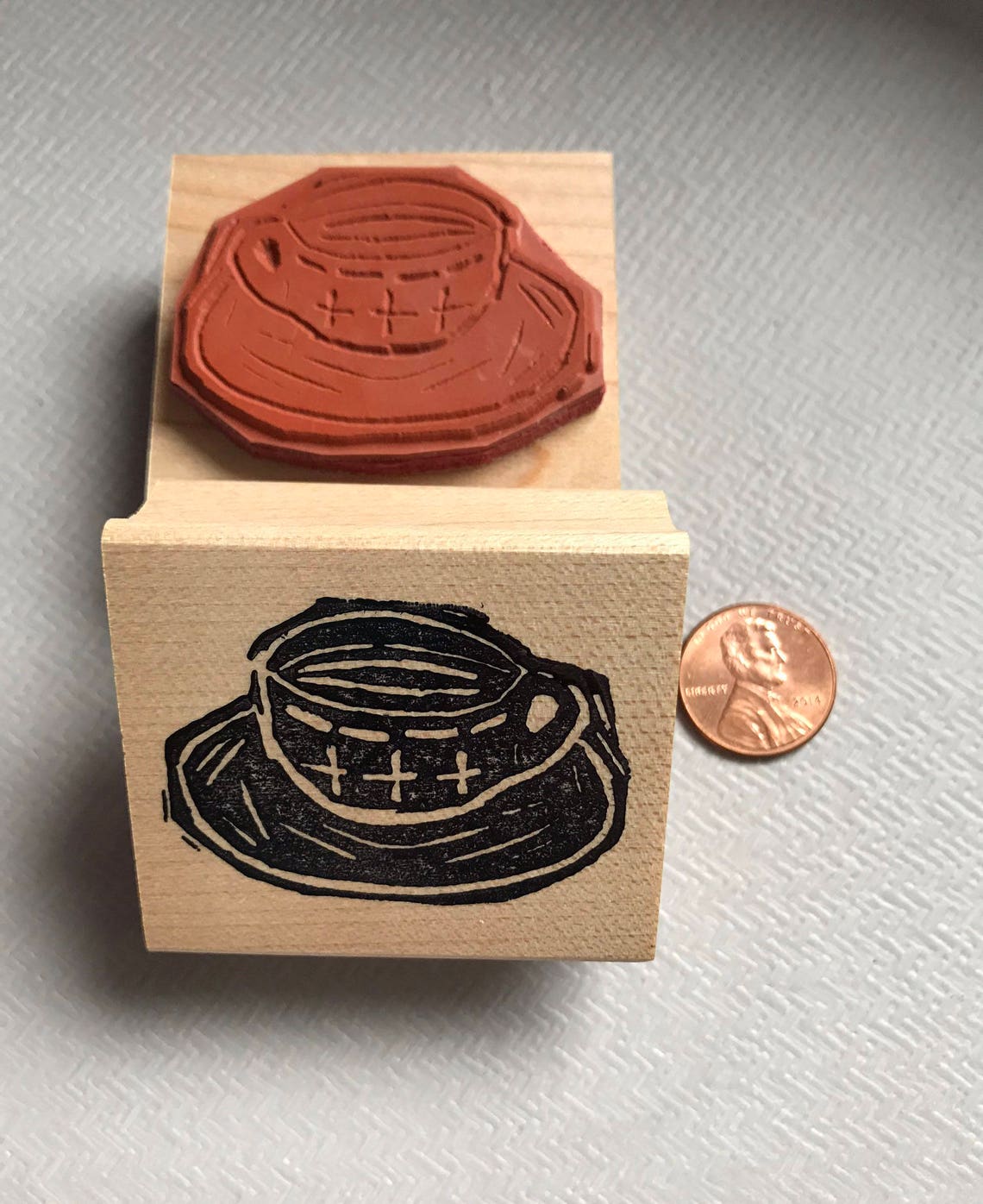 Hand Carved Coffee Cup Rubber Stamp - Etsy