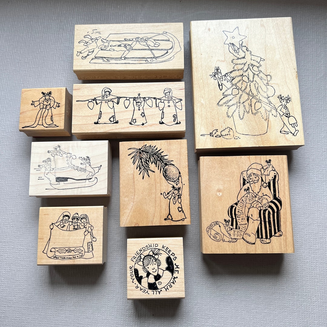 Rubber Stamp Little Ladies Pick Your Winter or Christmas Holiday Wood ...