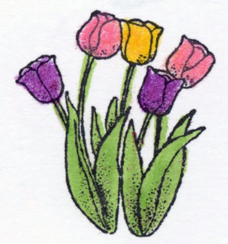Rubber Stamp Tulips - Etsy