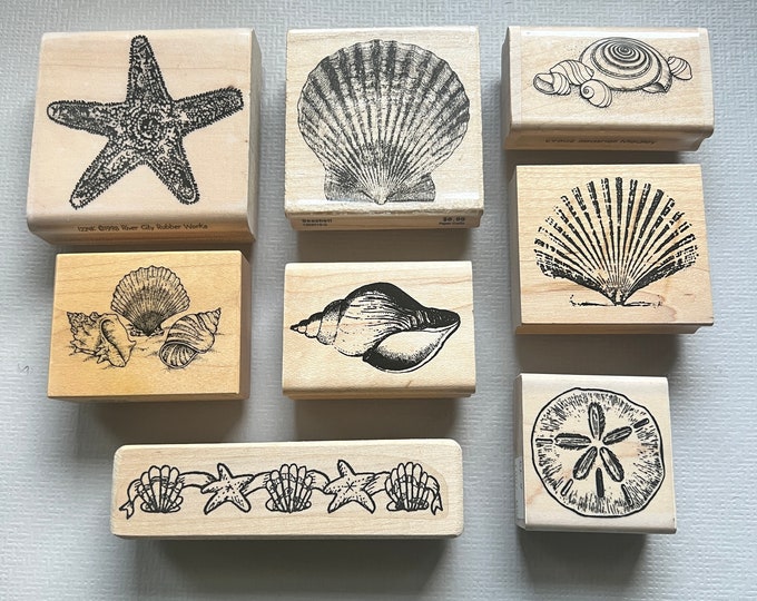 Vintage Rubber Stamp Seashell Wood Mounted Stamps - Etsy
