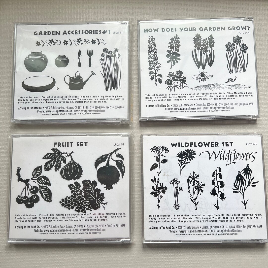 Rubber Stamp Cling Sets Vintage Garden, Fruit or Flower Rubber Stamp ...