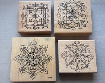 Rubber Stamp 4 Pattern Wood Mounted Stamp Set From Stampin up 2003 - Etsy