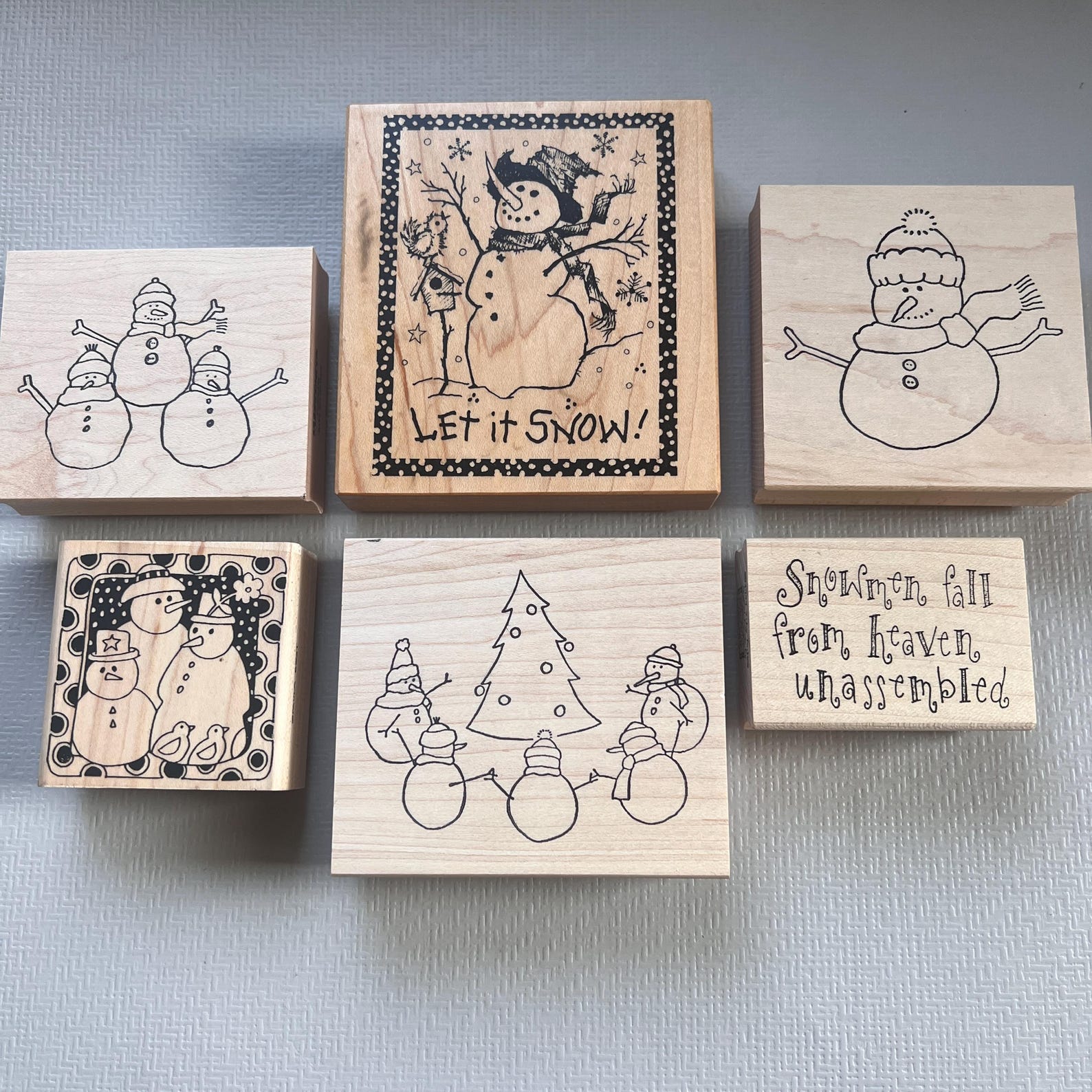 Vintage Rubber Stamp Winter Pick Your Snowman Wood Mounted Stamps - Etsy