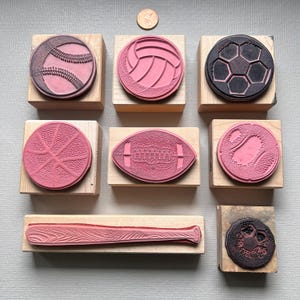 Vintage Rubber Stamp Pick Your Sports Equipment Rare Wood Mounted ...