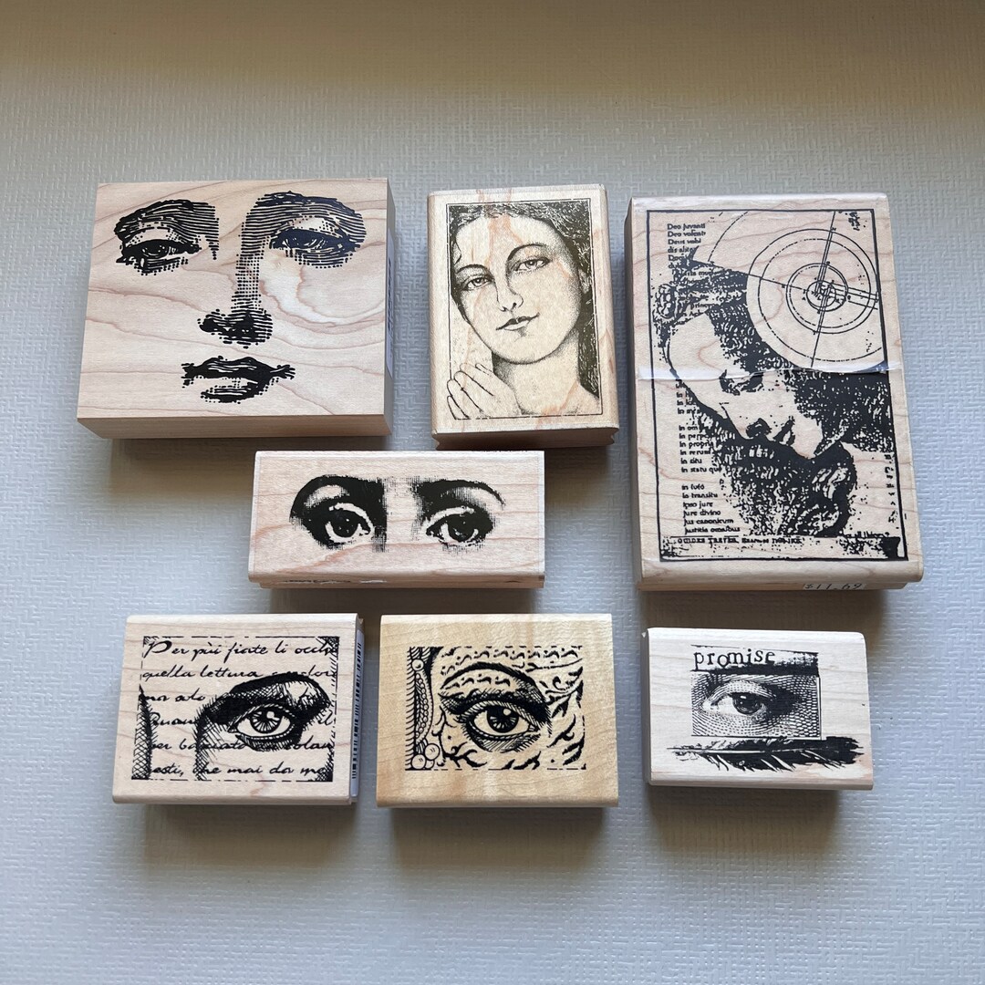 Rubber Stamps Vintage Eyes and Faces Wood Mounted Rubber Stamps Rubber ...
