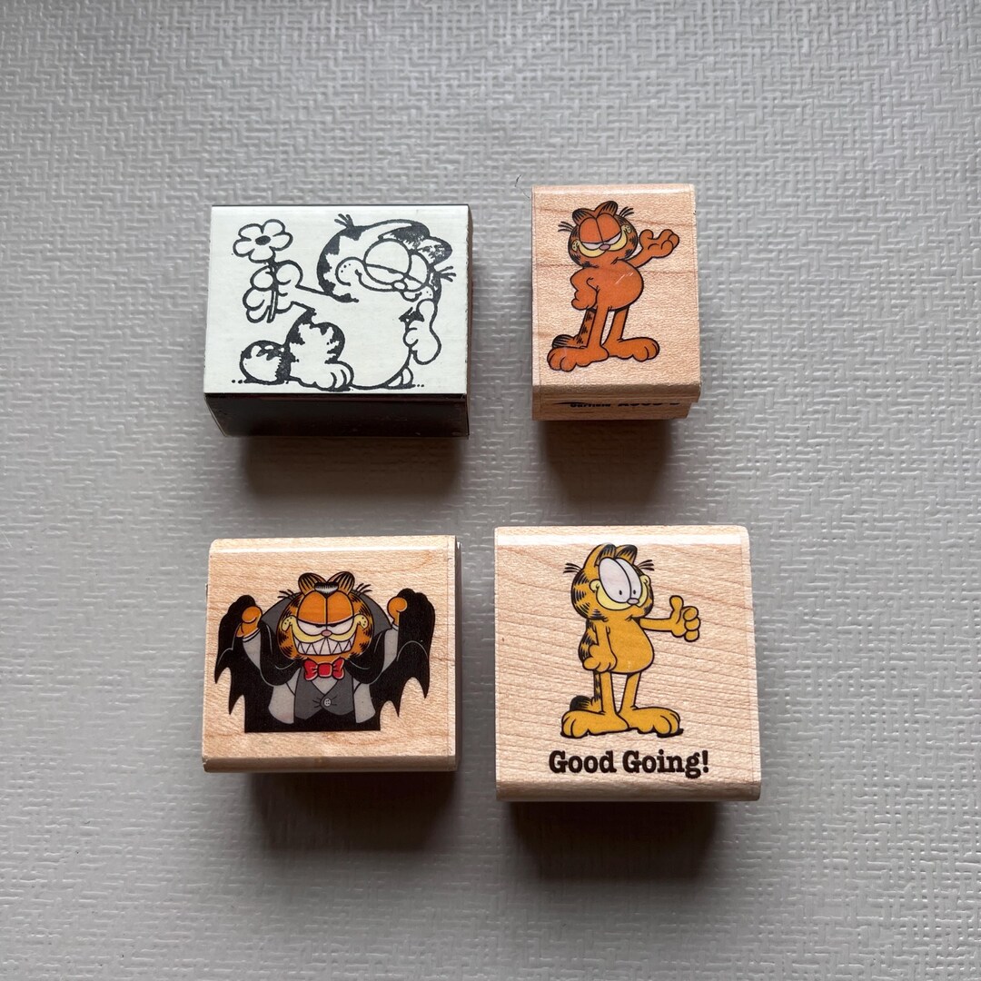 Rubber Stamp Retired Vintage Garfield Cat Wood Mounted Stamps - Etsy