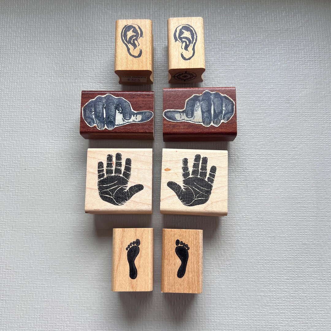 Vintage Rubber Stamps Pick Your Pair of Ears, Fists, Hands or Feet Wood ...