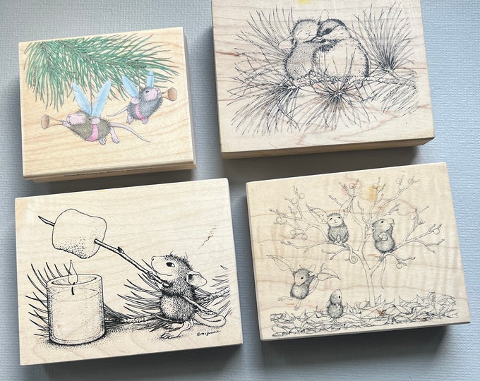 Vintage Rare Retired House Mouse Fall, Christmas and Marshmallow Wood ...